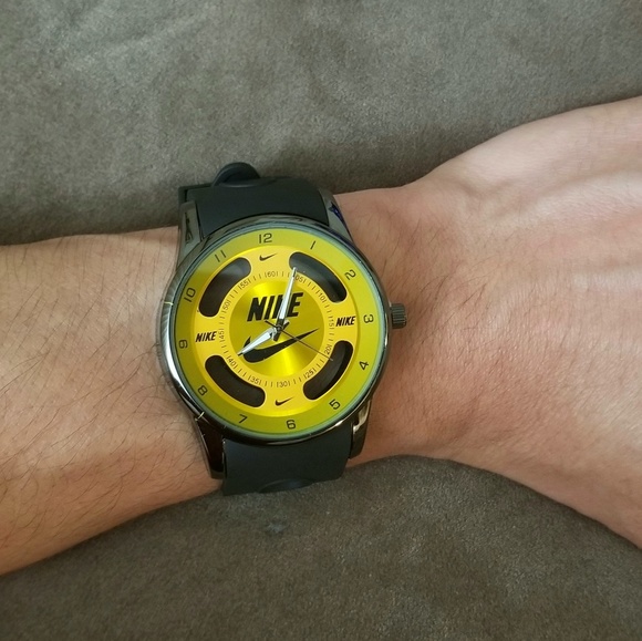 Nike | Accessories | Nike Hollow Analog Sports Watch Yellow Face Dial ...
